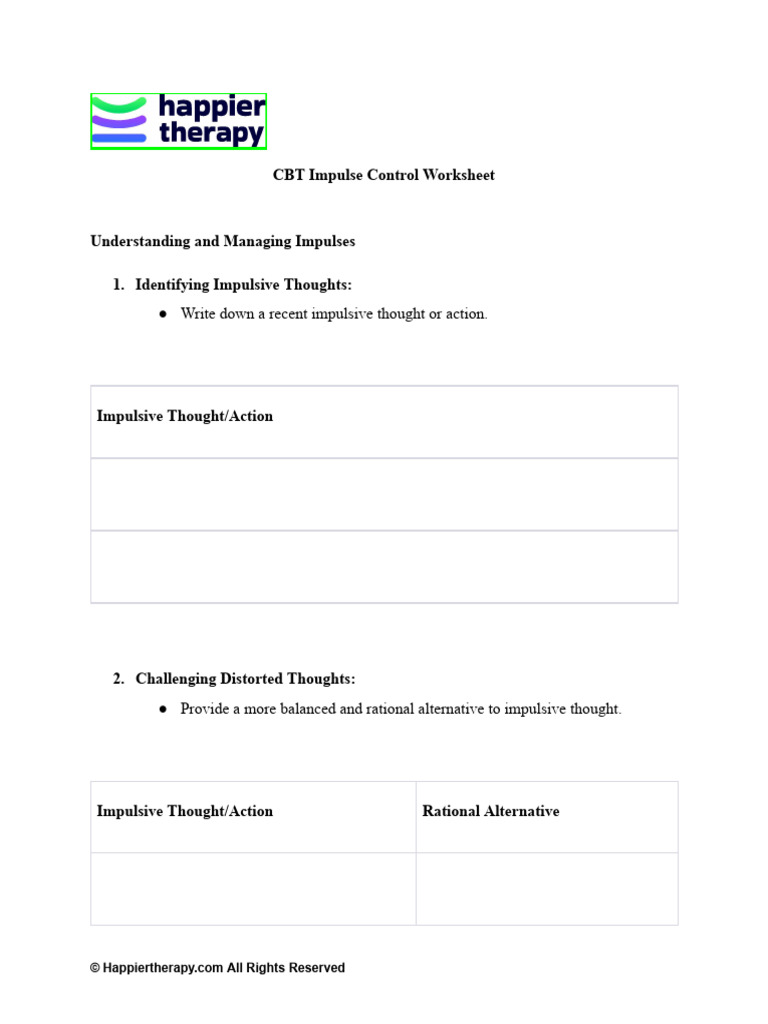 CBT Impulse Control Worksheet | PDF