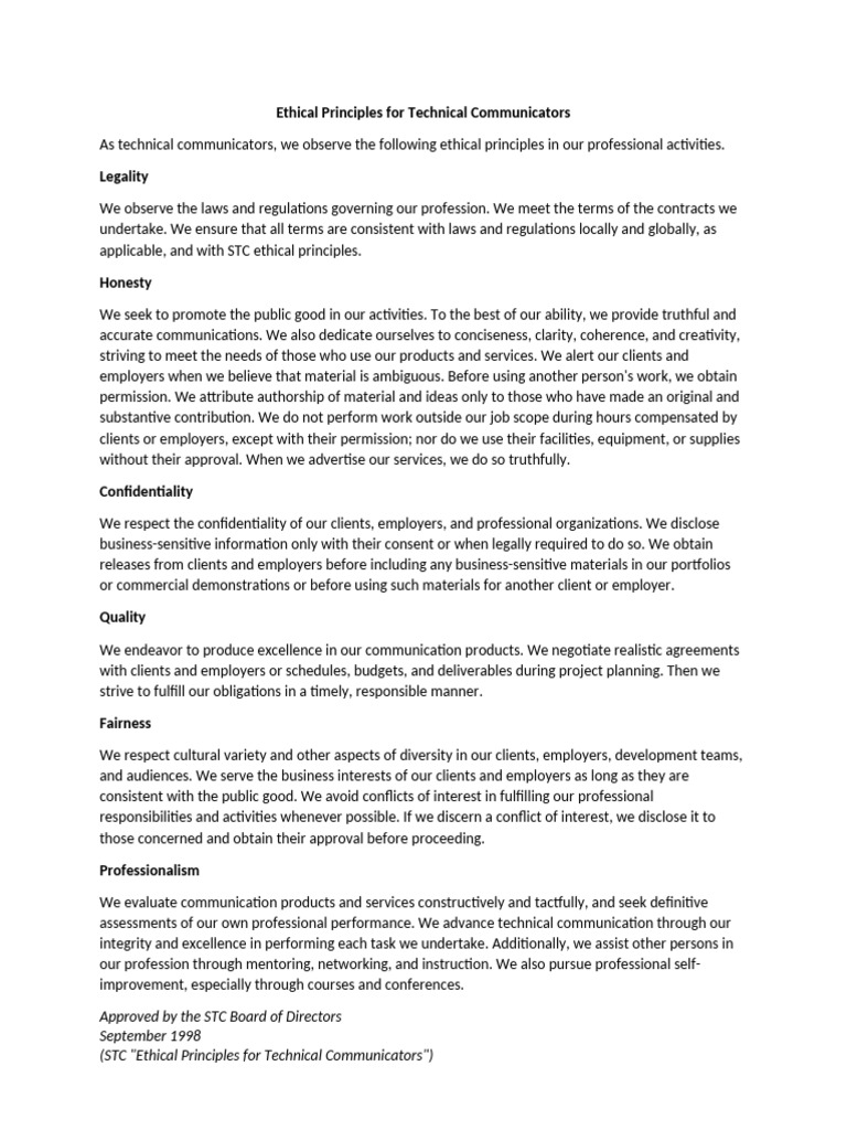 Ethics in Technical Communication | PDF | Employment | Career & Growth