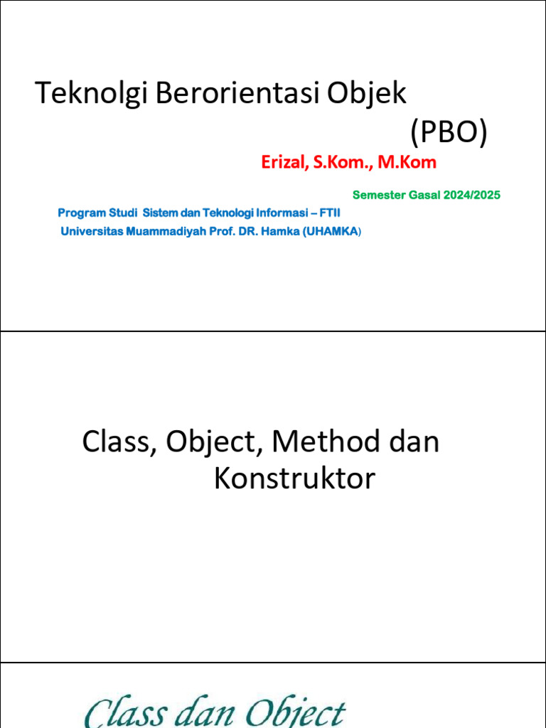 Materi 2 - Class-Object-Method Dan Konstruktor Pada TBO-Rzl | PDF