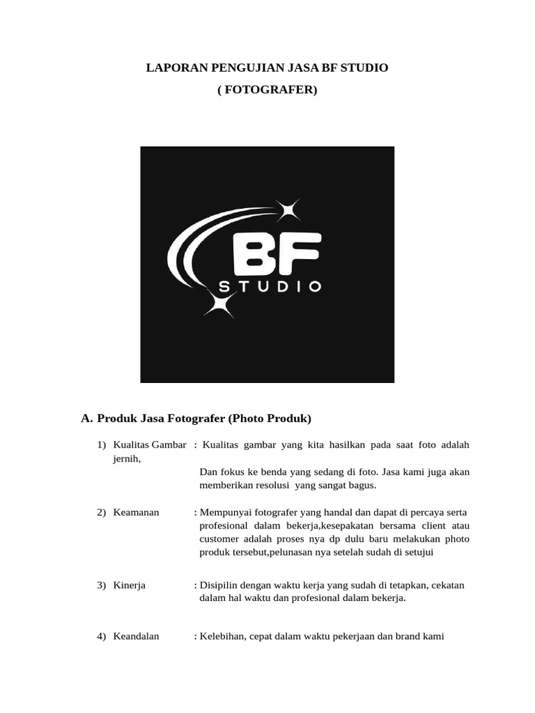 LAPORAN PENGUJIAN JASA PRODUK KELOMPOK 4 | PDF