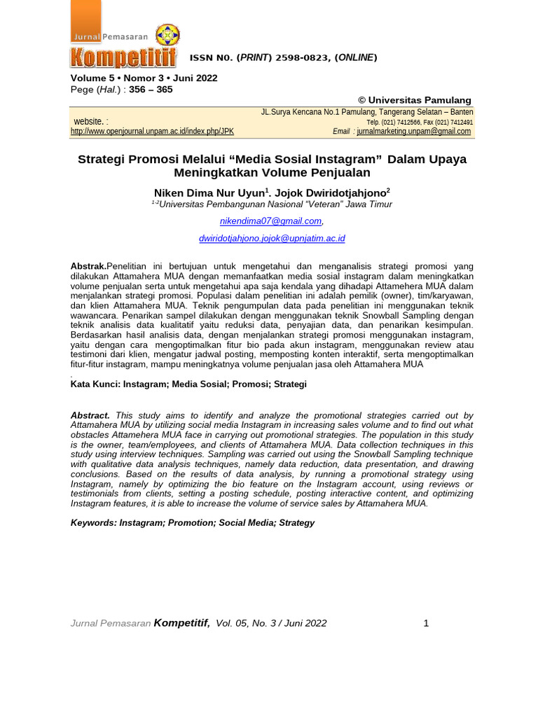Strategi Promosi Melalui Media Sosial in | PDF