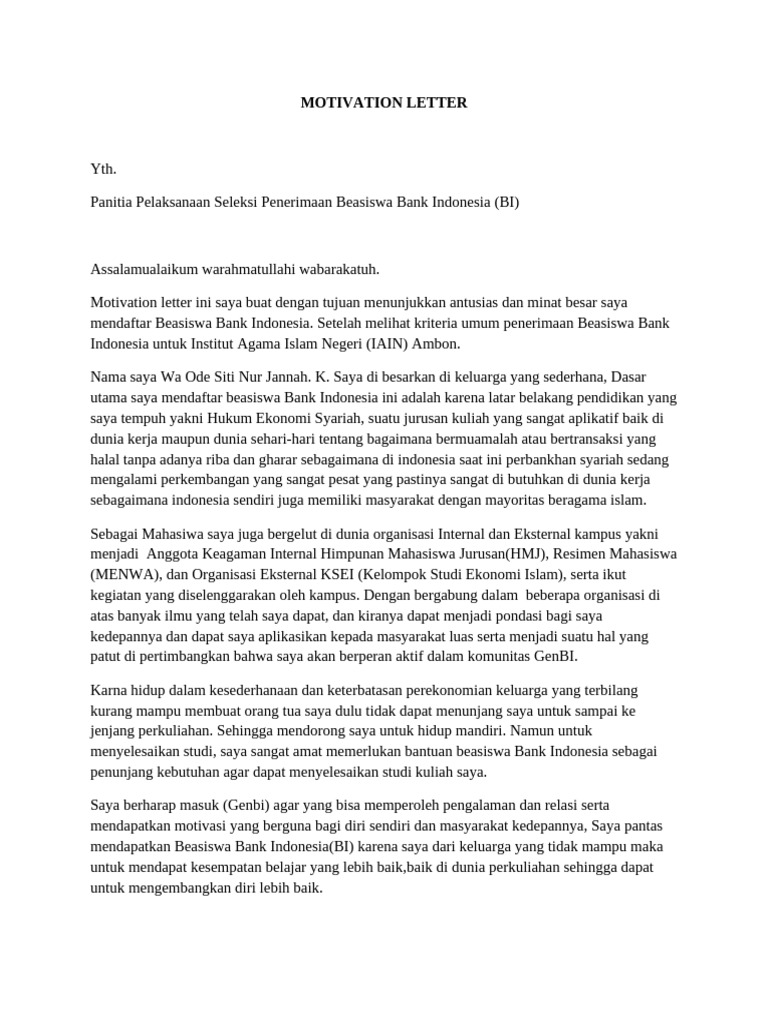 Motivation Letter | PDF