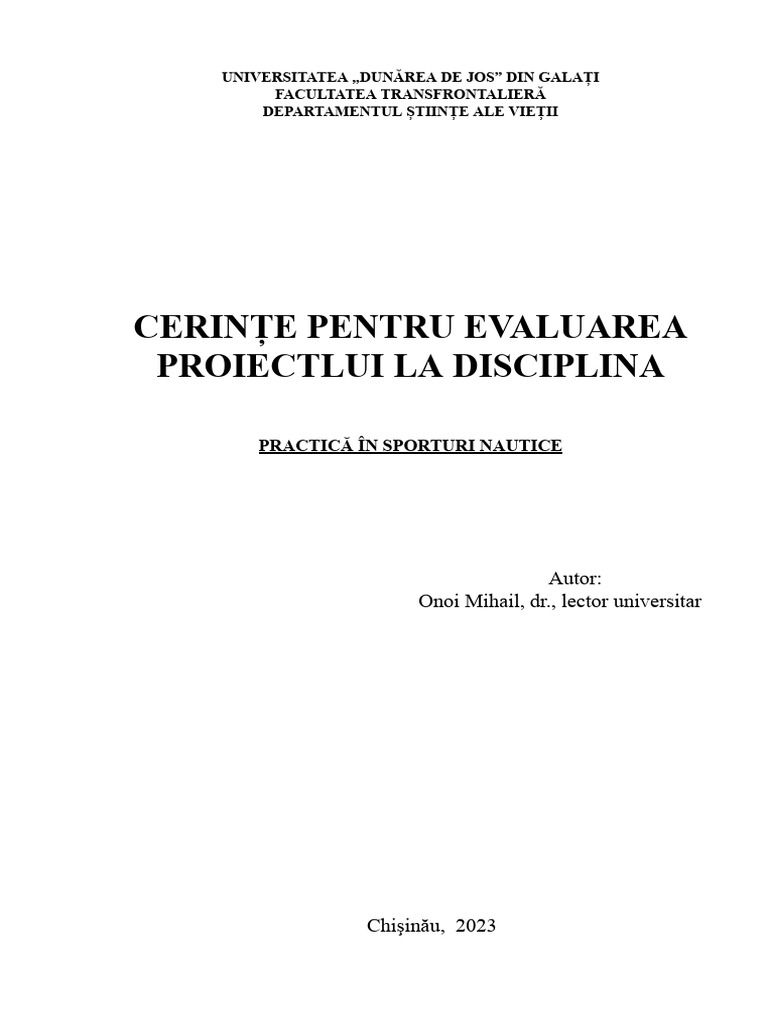Cerinte Pentru Evaluarea Proiectului | PDF