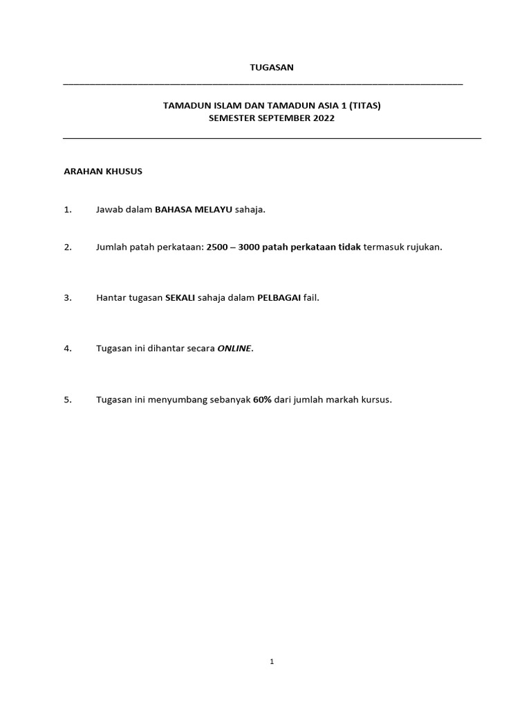 Assignment 2-Tamadun Islam Dan Tamadun Asia 1 (Titas) | PDF