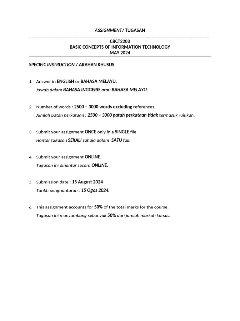 CBCT2203-BASIC CONCEPTS OF INFORMATION TECHNOLOGY - Assignment Question ...
