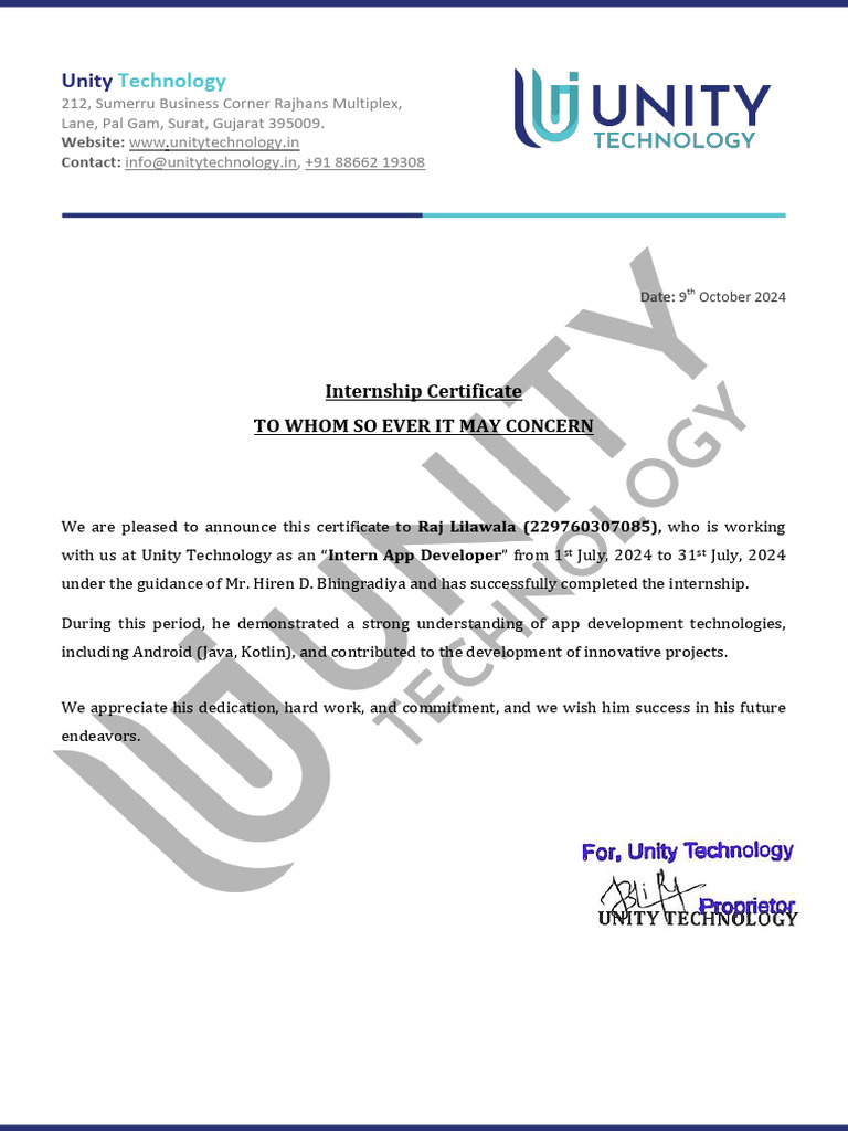 Raj Certificate | PDF