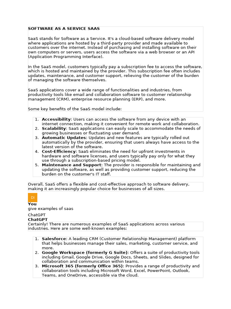 Software As A Service Saas | PDF