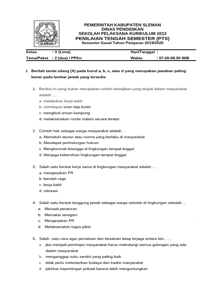Soal Tugas PTS PKN-1 | PDF