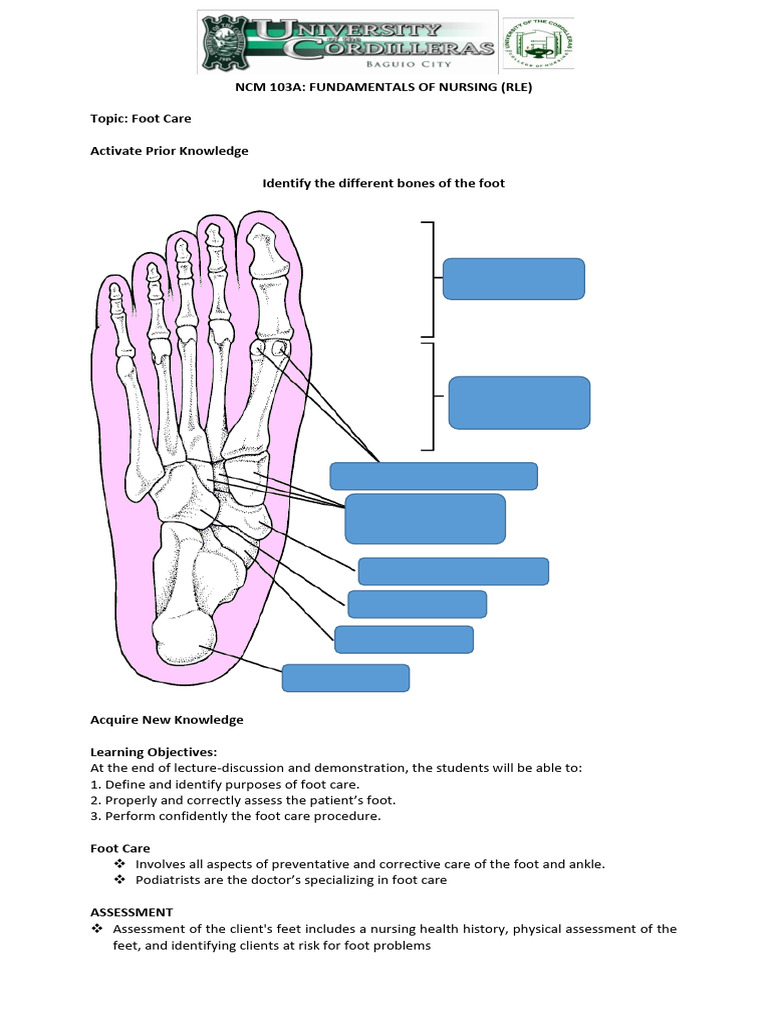 NCM 103a Prelim Module 7 Foot Care | PDF