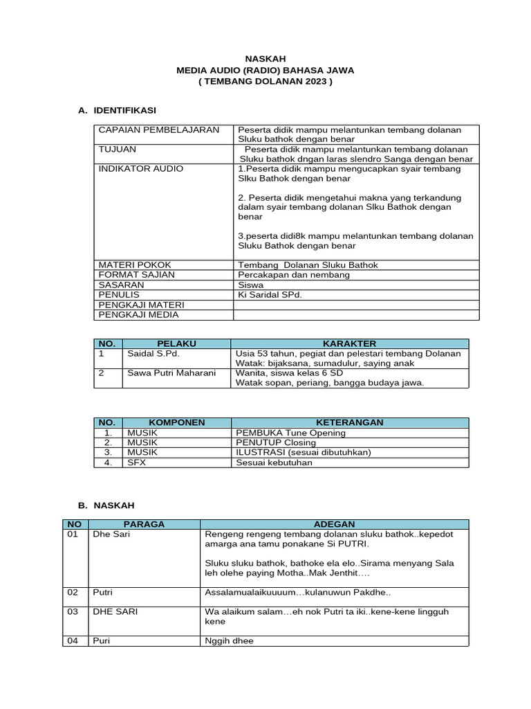 Contoh Naskah Audio | PDF