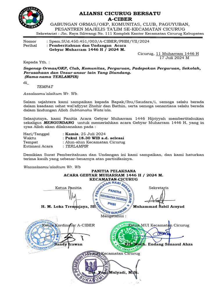 Undangan Gebyar Muharram 1446, 2024 (Umum) | PDF