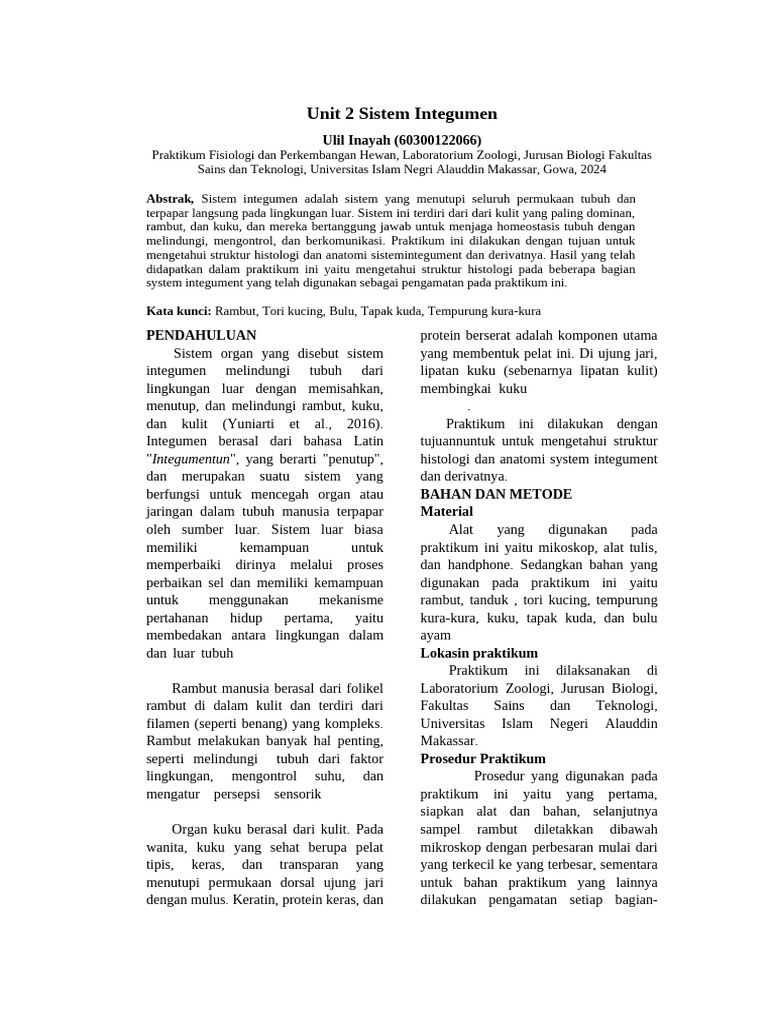 Unit 2 Sistem Integumen | PDF