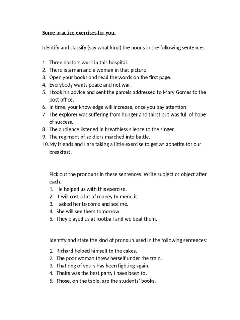 Word Functions Practice Exercises WK 1 | PDF