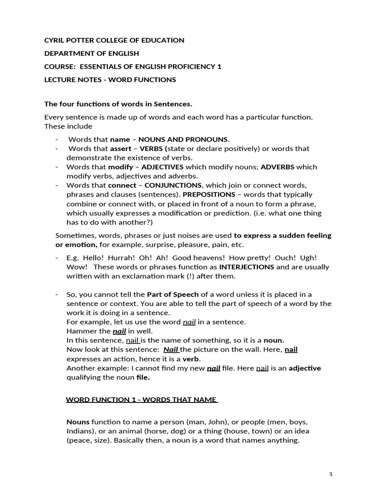 Word Functions | PDF