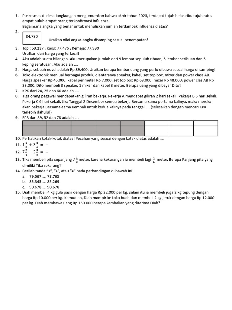 Latihan Sts Mtk | PDF