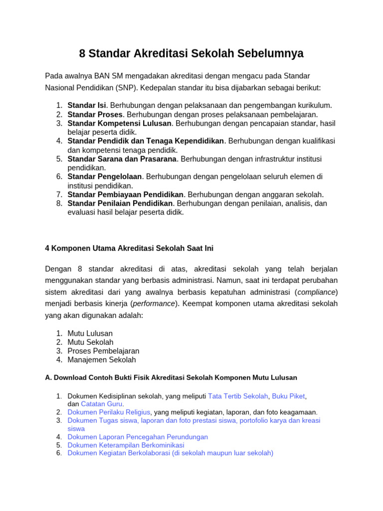 8 Standar Akreditasi Sekolah | PDF