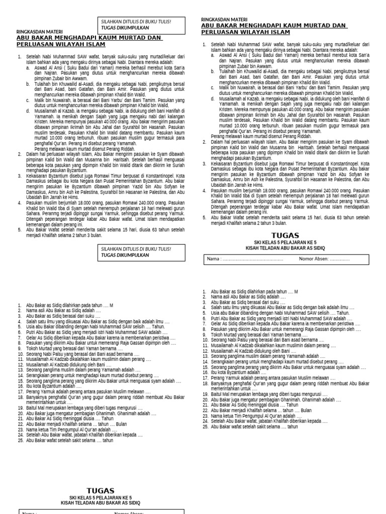 Kisah Abu Bakar dan Perang Riddah | PDF