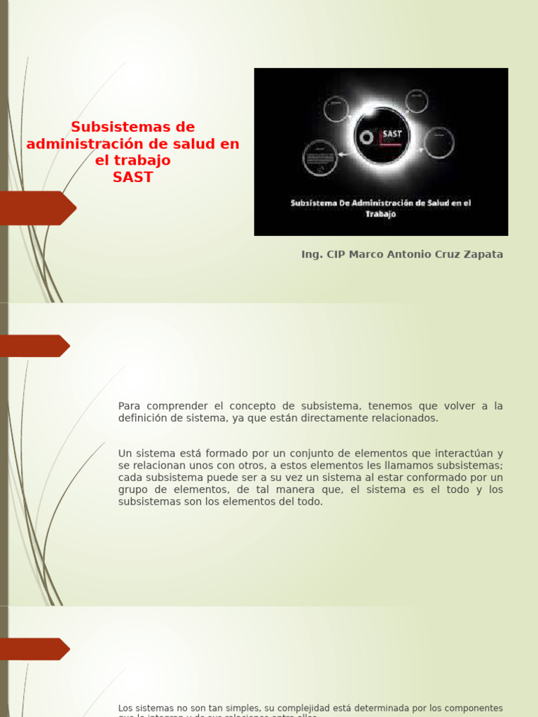 Subsistemas de Administracion de Salud en El Trabajo SAST | PDF