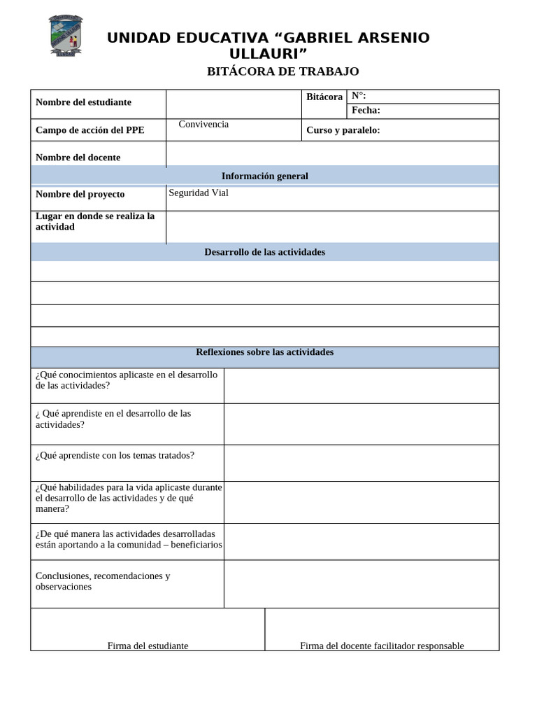 Formato Bitacora PPE | PDF