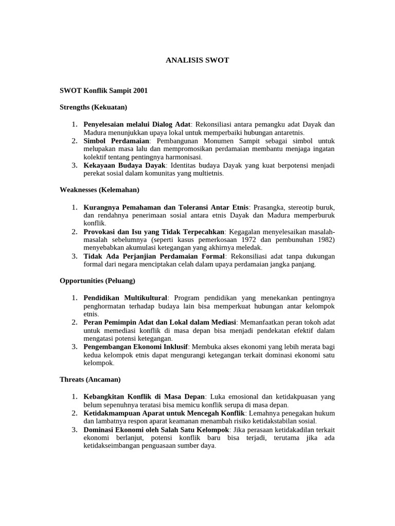 ANALISIS SWOT KEL 7 | PDF