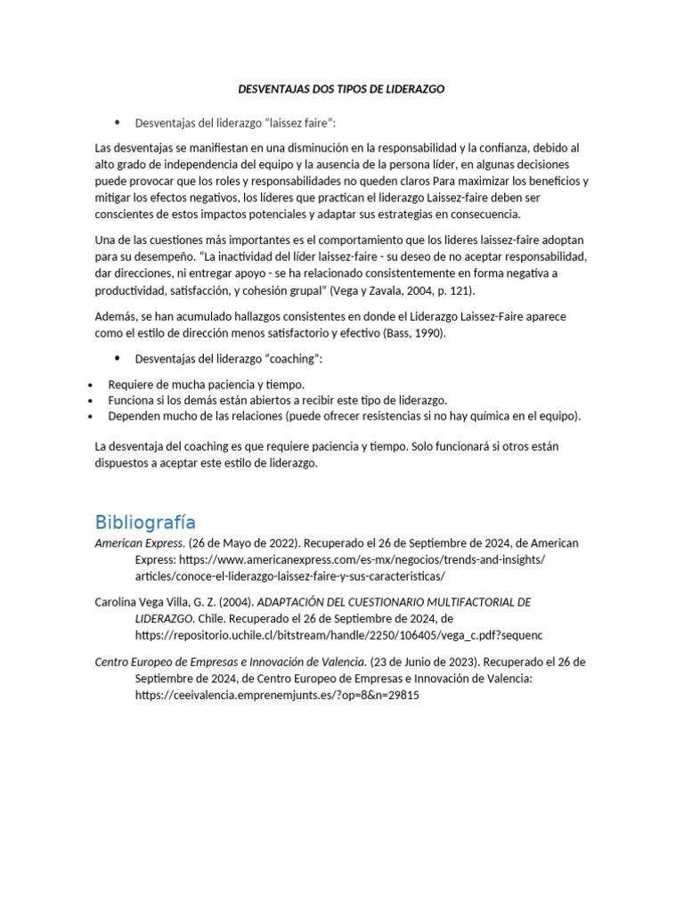 Desventajas Dos Tipos de Liderazgo2 | PDF