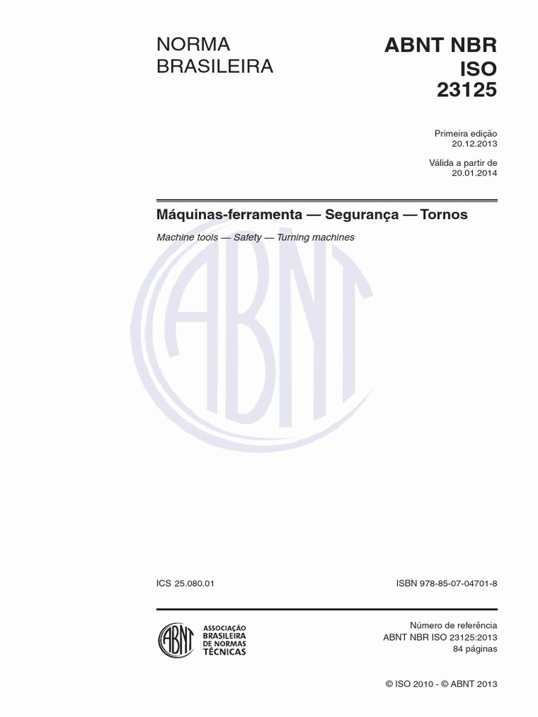 Abnt NBR Iso 23125 - 2013 | PDF