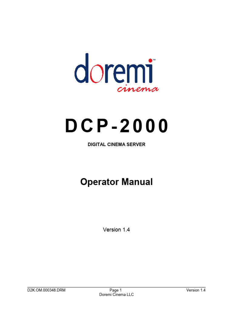 DCP2000 OperatorManual 000348 v1 4 | PDF