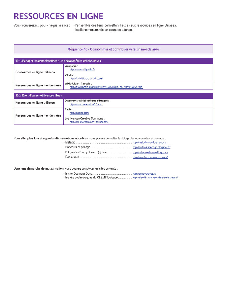 10-0 Webographie Séquence 10 | PDF