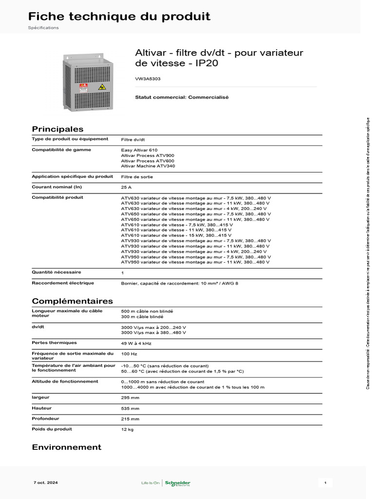 Schneider Electric Altivar-Process-ATV600 VW3A5303 | PDF