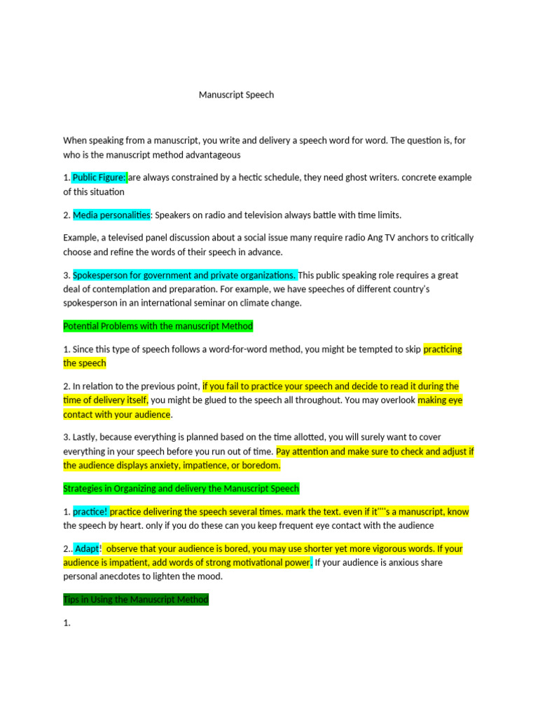 Manuscript Speech Group 6 | PDF