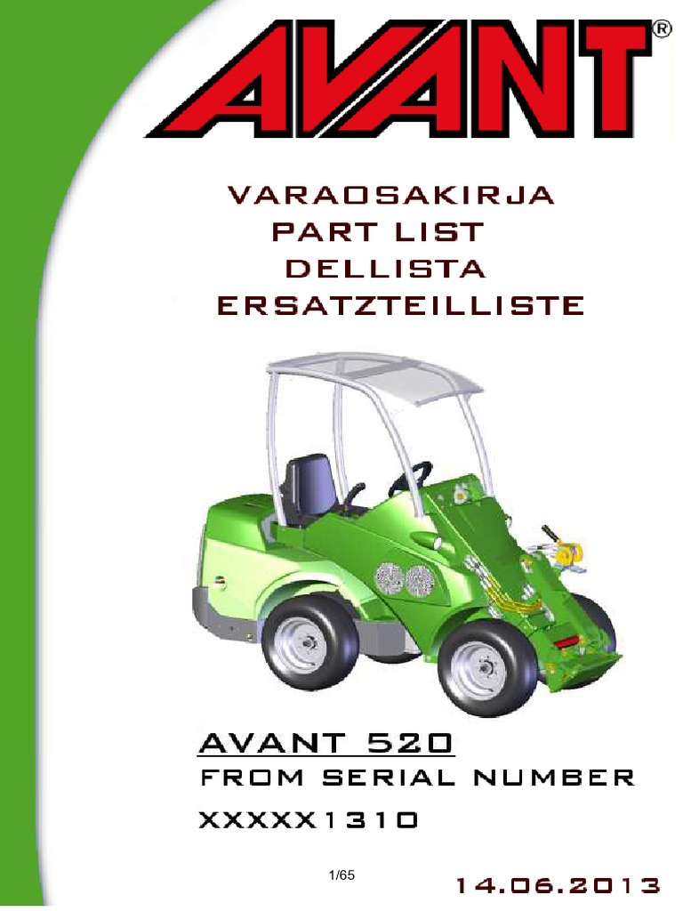 Avant 520 Series 2 Parts List FROM XXXXX1310 To XXXXX1444 | PDF