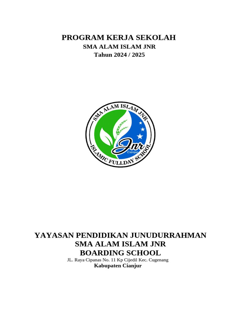 Program Kerja Sekolah SMA Alam Islam JNR | PDF