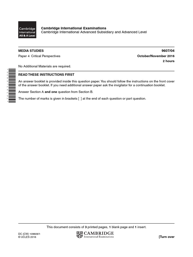 Cambridge International Advanced Subsidiary and Advanced Level | PDF