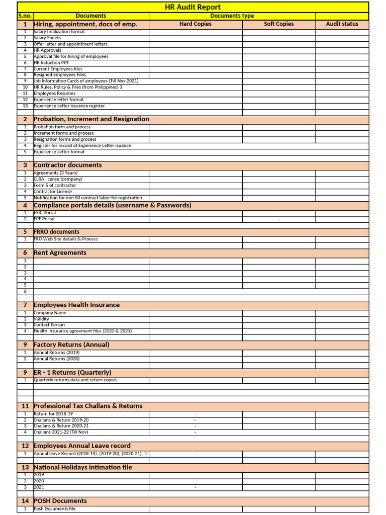 Hr Audit Pdf Employment Labor