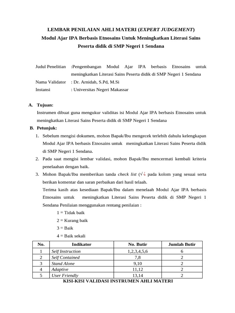 LV. - Ahli - Materi (1) Ibu Arnida (Validator | PDF