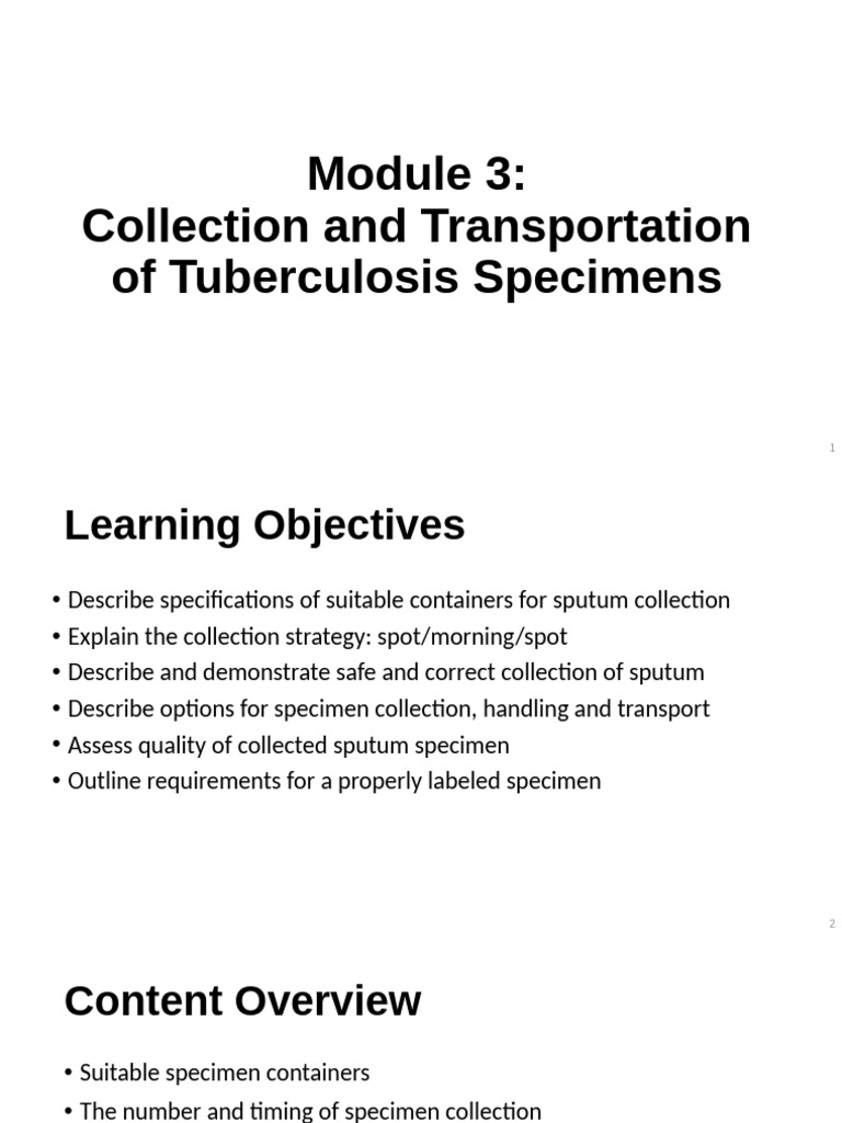 Module 3 Collection and Transportaion of Tuberculosis Specim | PDF