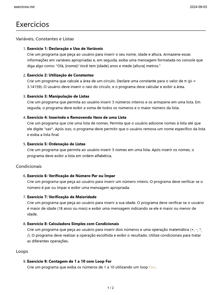 exercicios | PDF