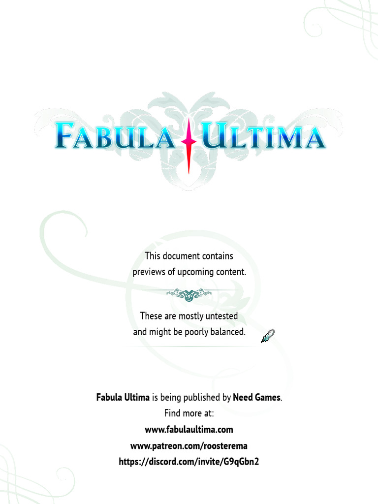 Fabula Ultima Quick Assembly Patreon Preview (Single Page) V3 | PDF