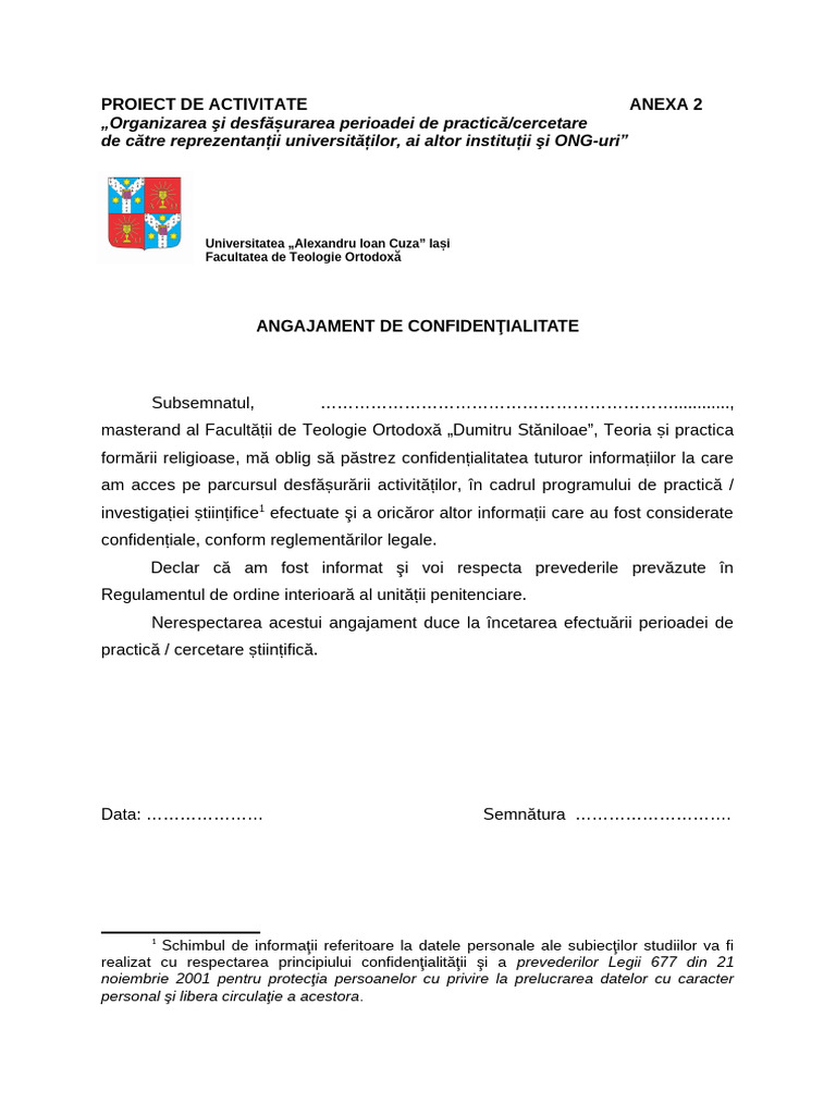 Angajament Confidentialitate - TPFR | PDF