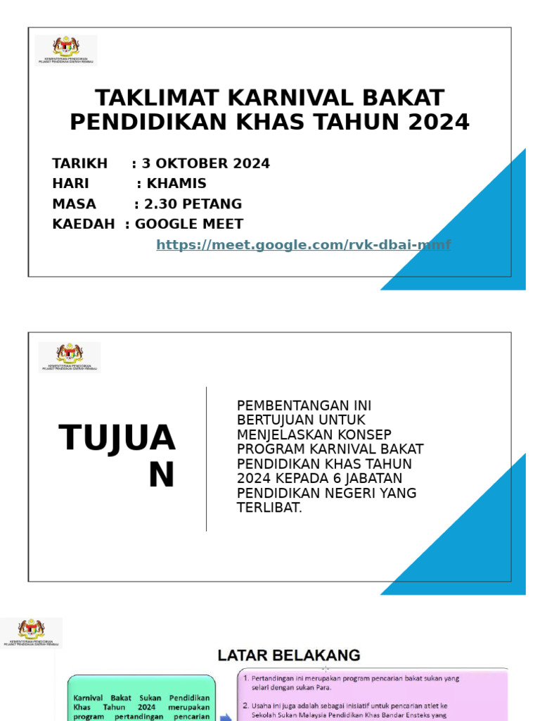 Taklimat Karnival Bakat Pendidikan Khas Tahun 2024 | PDF