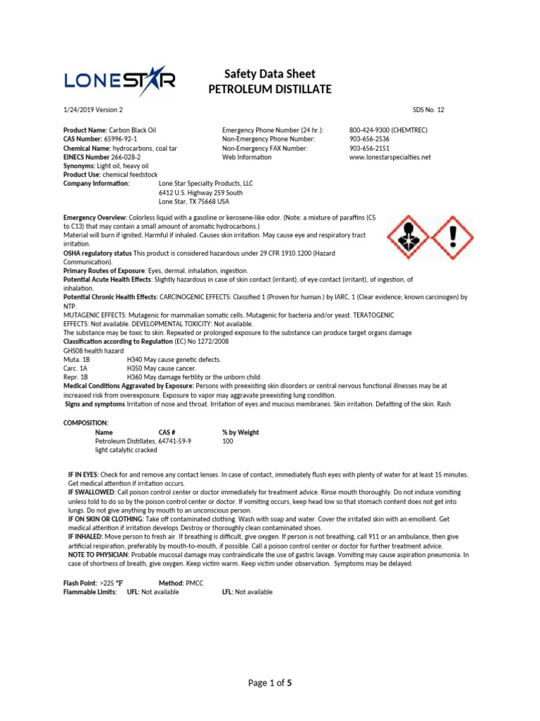 Sds12v2 Petroleum Distillate 1550521458 | PDF