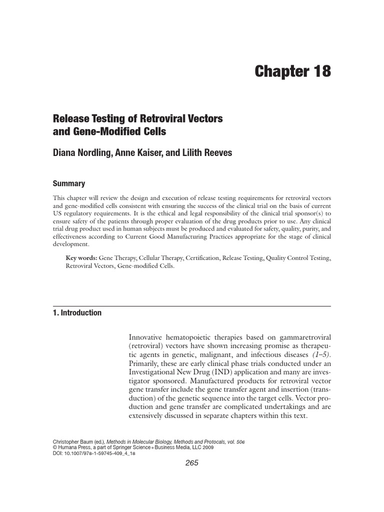 Release Testing of Retroviral Vectors and Gene-Modified Cells | PDF