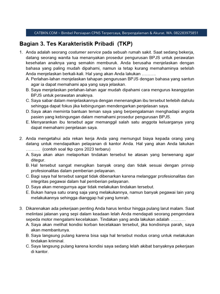 Latihan Soal TKP CPNS 2024 | PDF