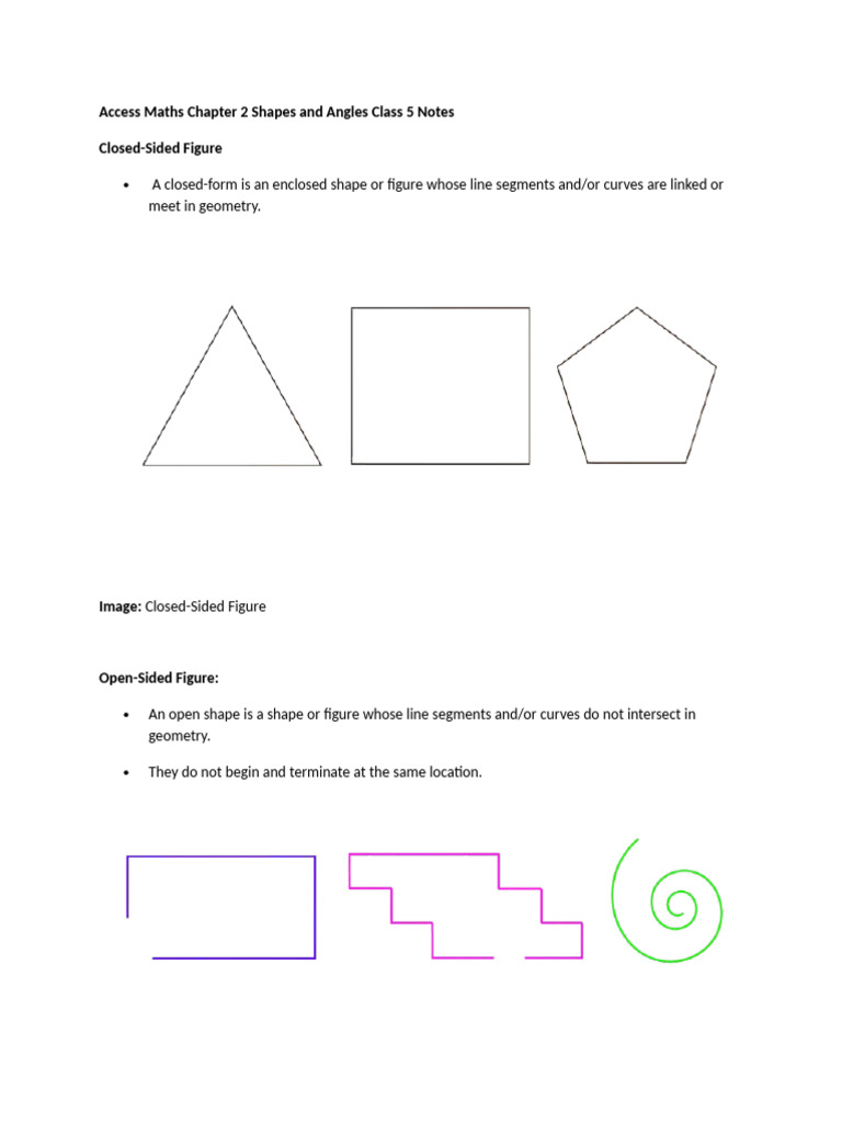 Access Maths Chapter 2 Shapes and Angles Class 5 Notes | PDF