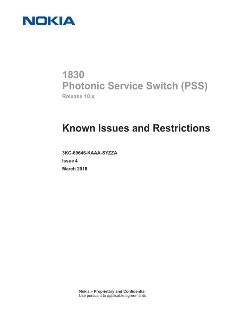 3KC69646KAAASYZZA - V1 - 1830 Photonic Service Switch (PSS) Release 10 ...