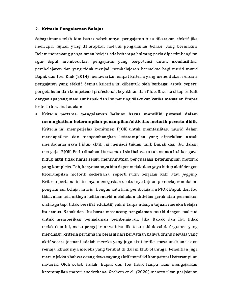 Catatan LMS 2.1 Kriteria Pengalaman Belajar | PDF