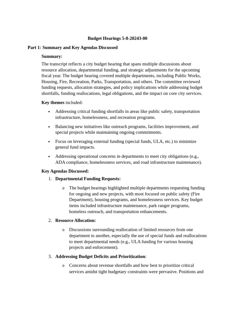 Budget Hearings 5-8-2024 | PDF | Budget | Business