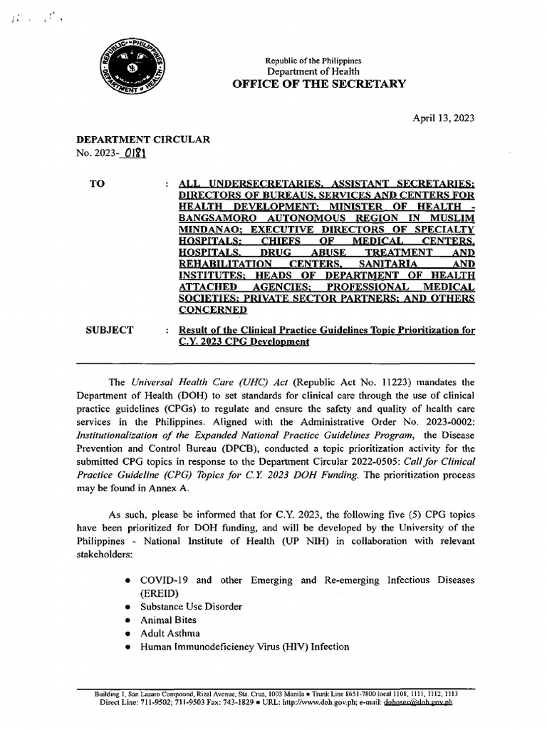 DOH DC 2023-0181 | PDF