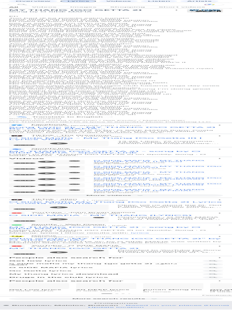 O Side Mafia My Thang (Go Getta 2) Lyrics - Google Search | PDF