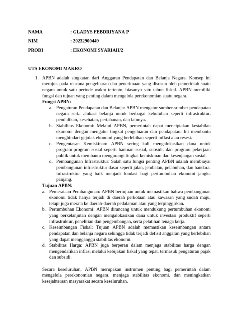 Uts Ekonomi Makro Gladyscantik | PDF